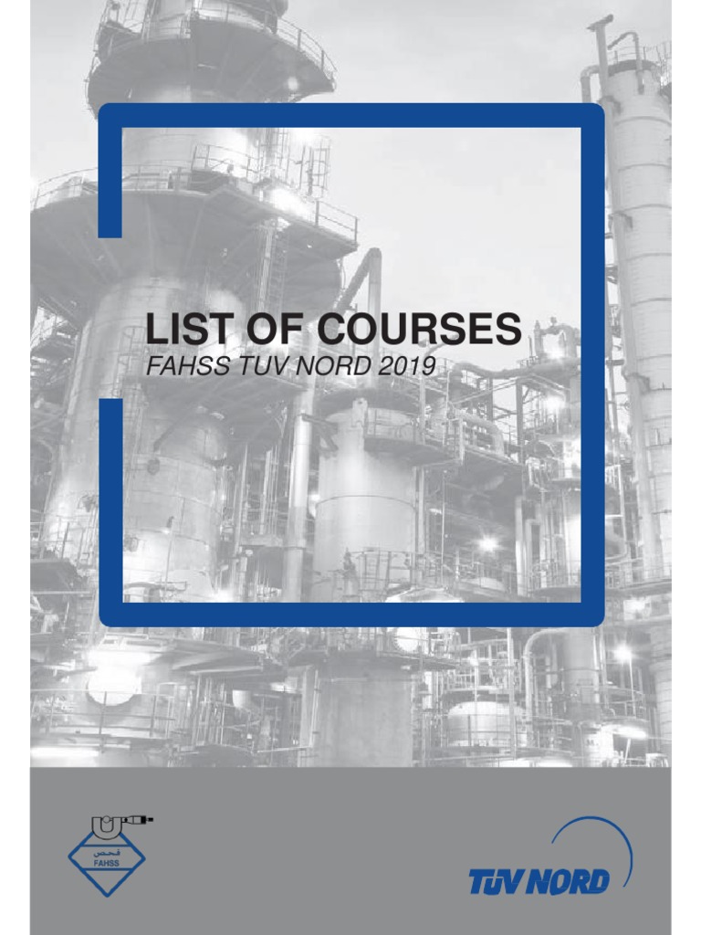 FAHSS TUV NORD - List of Courses 2019 PDF | PDF | First Aid | Hazard ...