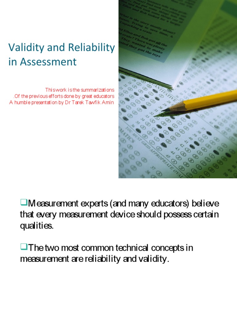 Validity and Reliability in Assessment | PDF | Validity (Statistics ...