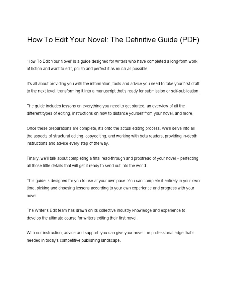 How To Edit Your Novel The Definitive Guide | PDF | Copy Editing | Comma