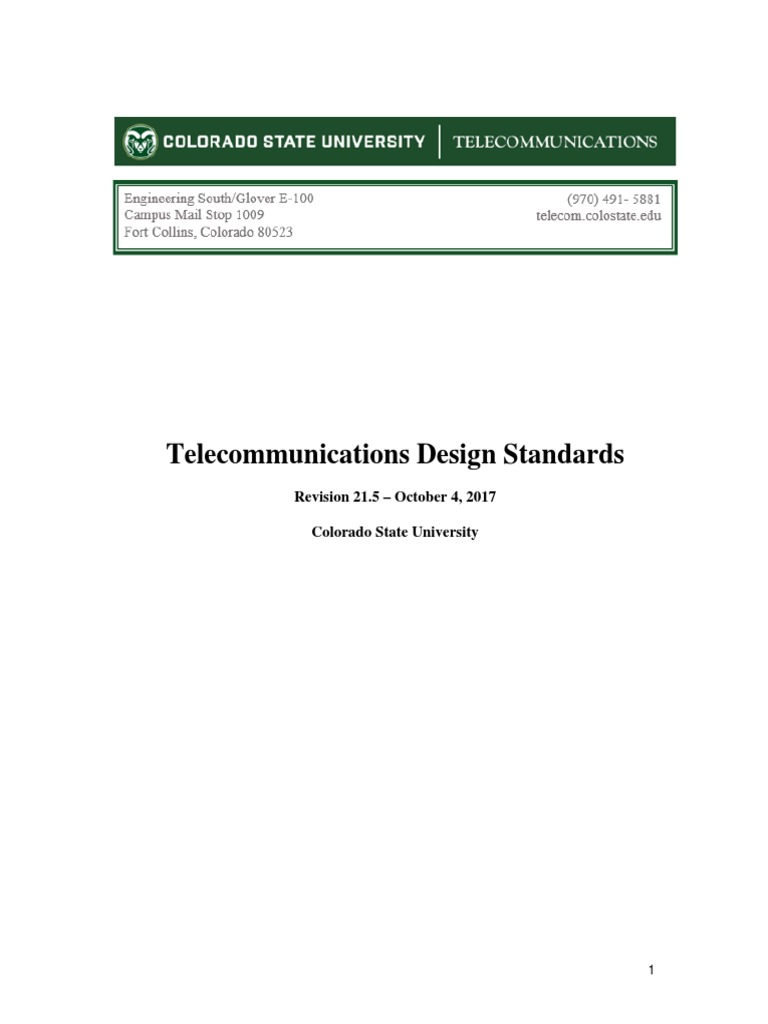 Telecommunications Design Standards: Revision 21.5 - October 4, 2017 ...