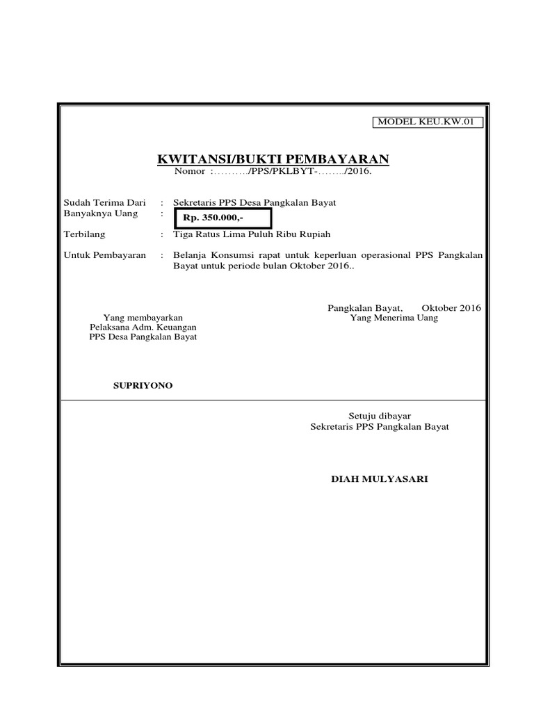 Kwitansi Belanja PPS | PDF