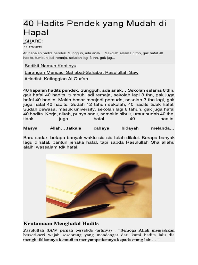 Kumpulan Hadits Pendek | PDF