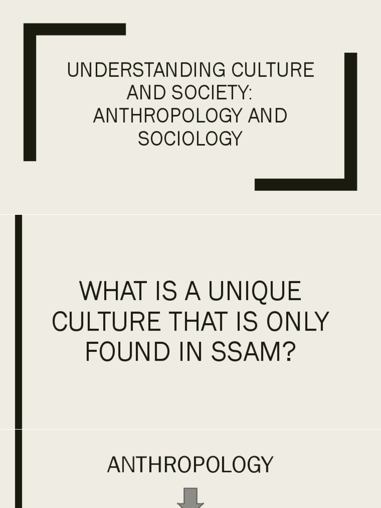 Understanding Culture and Society: Anthropology and Sociology | PDF ...