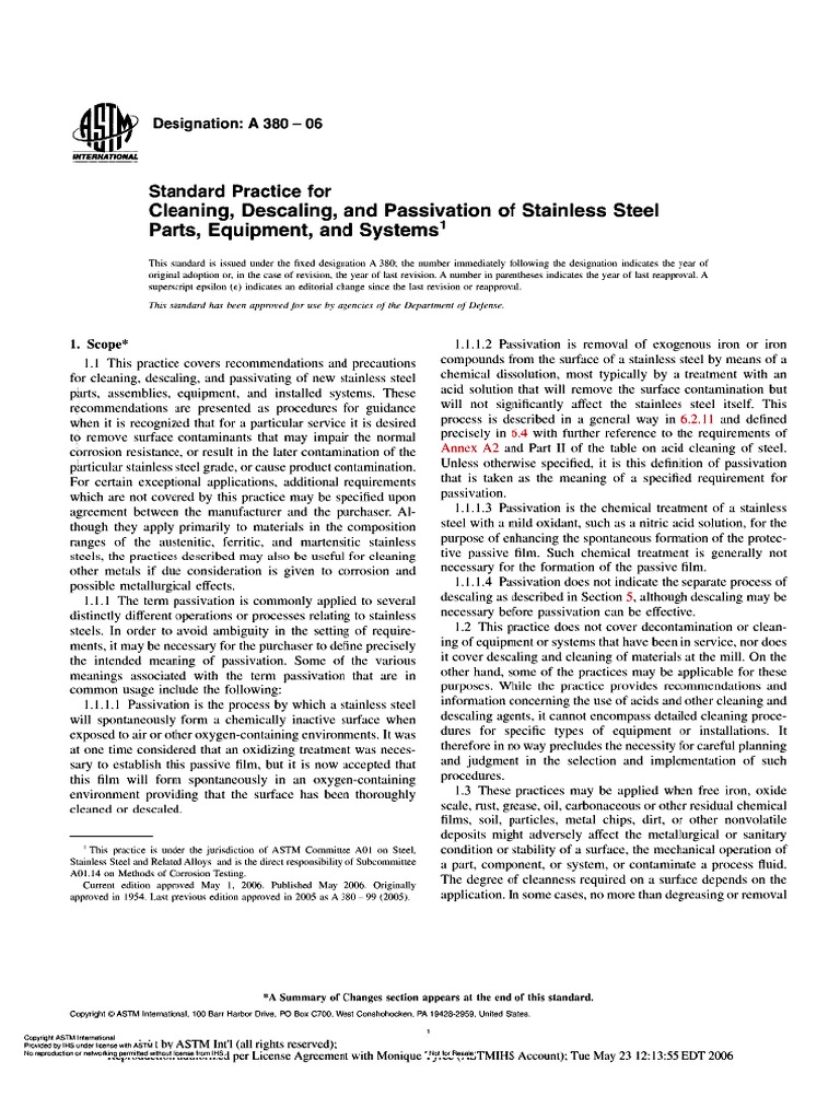 Astm A 380-06 PDF | PDF