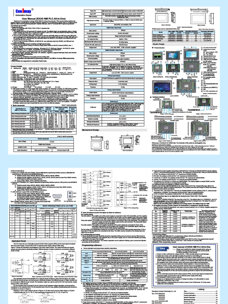EX3G HMI PLC All-In-One User Manual | PDF | Programmable Logic Controller | Electronics