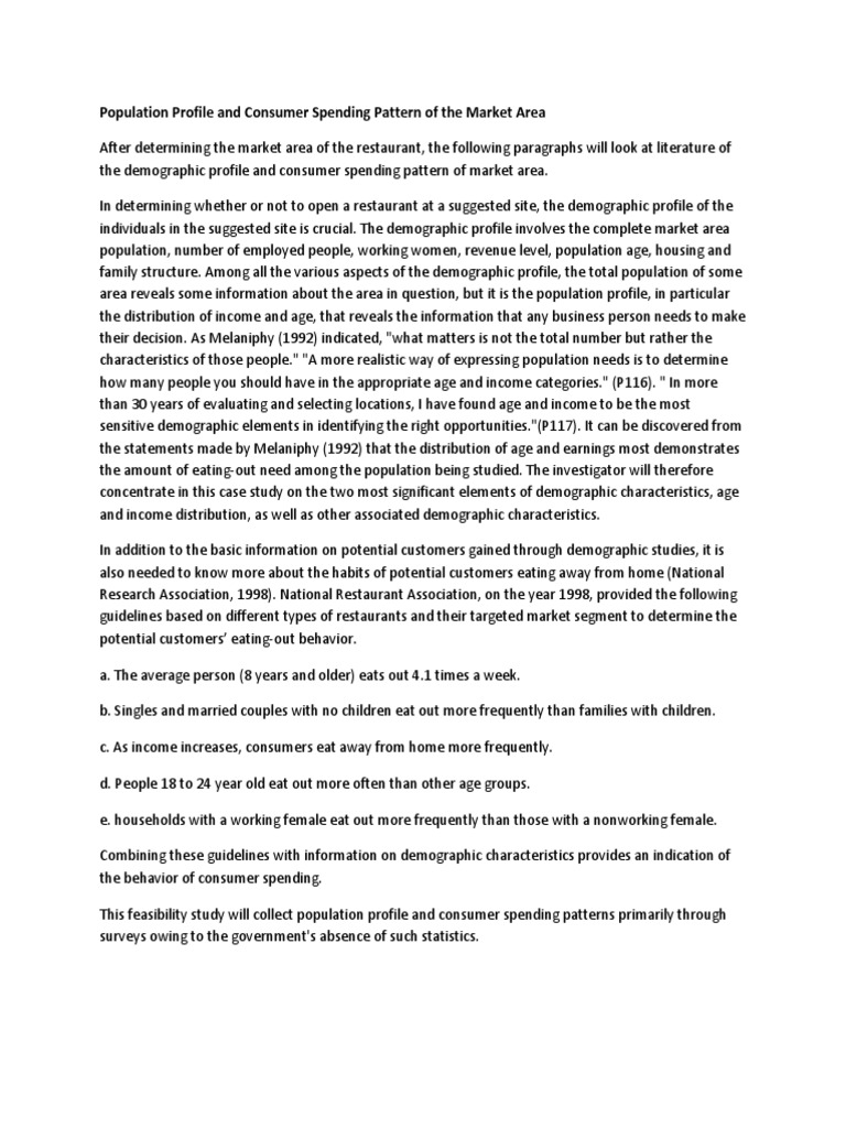 Population Profile and Consumer Spending Pattern of The Market Area ...