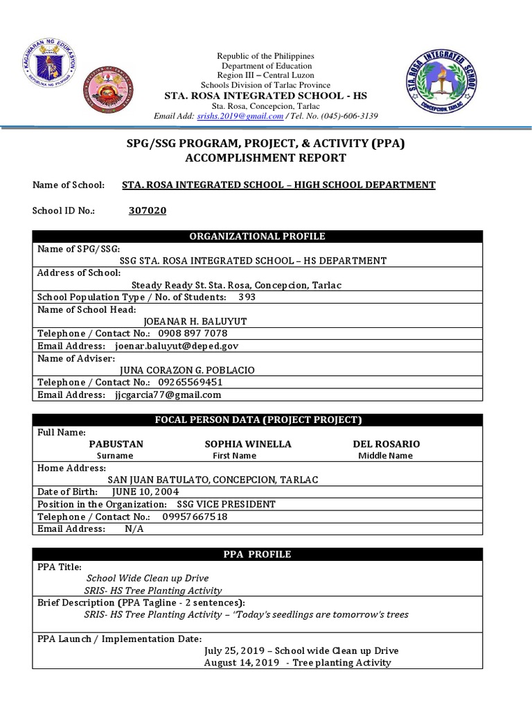 Makakalikasan SSG Ppa Accomplishment Report Template Edited | PDF ...