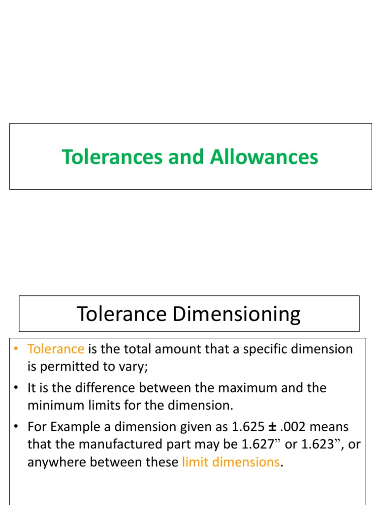 Understanding Tolerances and Allowances | PDF | Engineering Tolerance ...