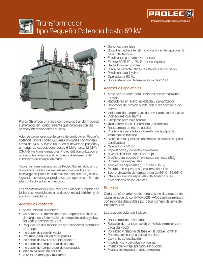 Catalogo Prolec G.E. | PDF | Transformador | Ingenieria Eléctrica