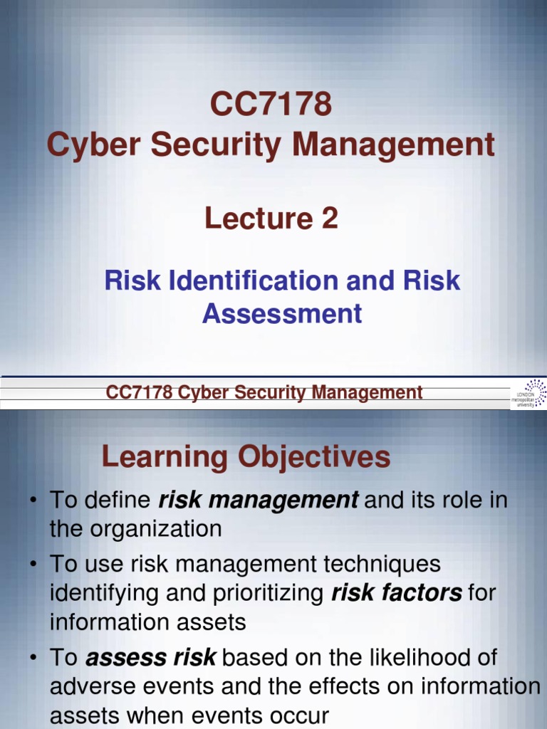 Lecture2-Risk Identification PDF | PDF | Vulnerability (Computing) | Risk Management