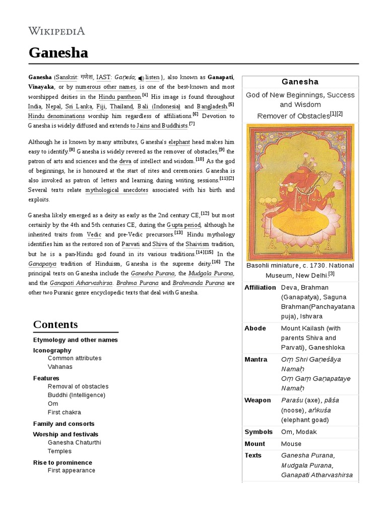 Ganesha | PDF | Hindu Mythology | Hindu Theology