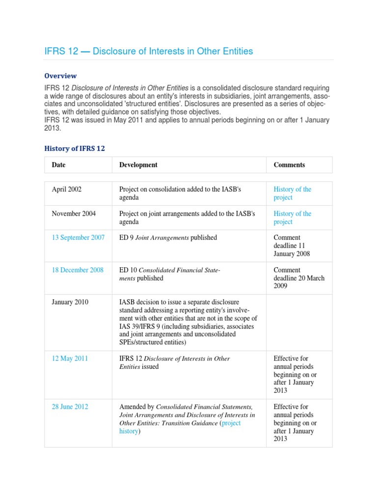 IFRS 12: Interests Disclosure Summary | PDF | International Financial ...