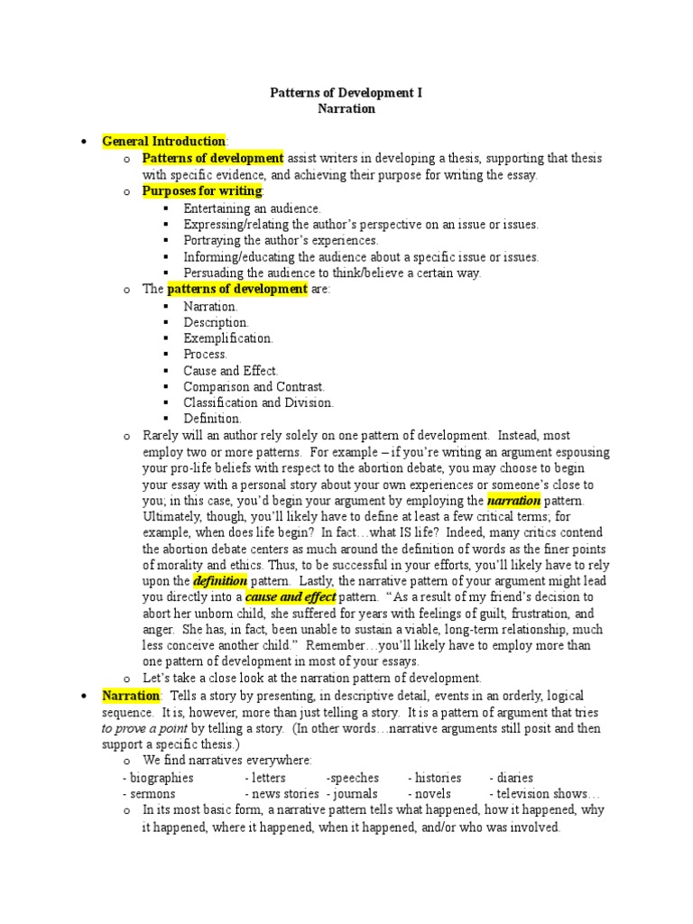 Patterns of Development I Narration1 | PDF | Narrative | Essays