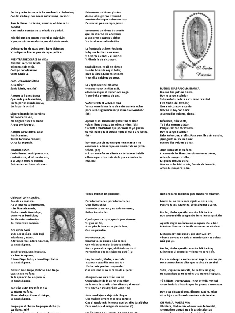 Cantos Virgen de Guadalupe | PDF | María, madre de Jesús | Comportamiento cristiano y experiencia