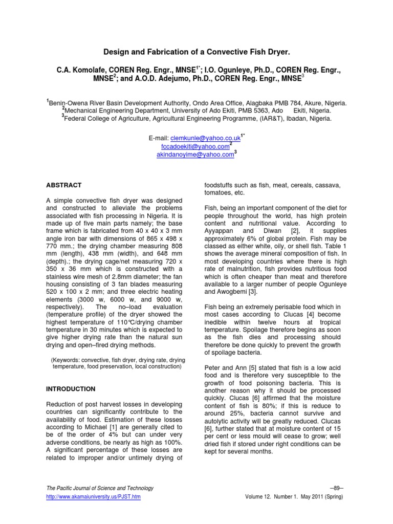 Design and Fabrication of A Convective Fish Dryer | PDF | Clothes Dryer ...