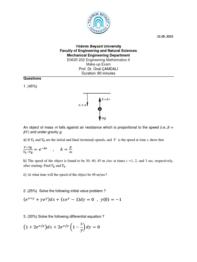 Eng Math 202 Midterm | PDF