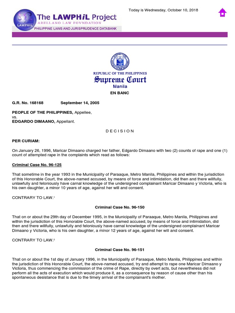 People Vs Dimaano | PDF | Rape | Crime & Violence