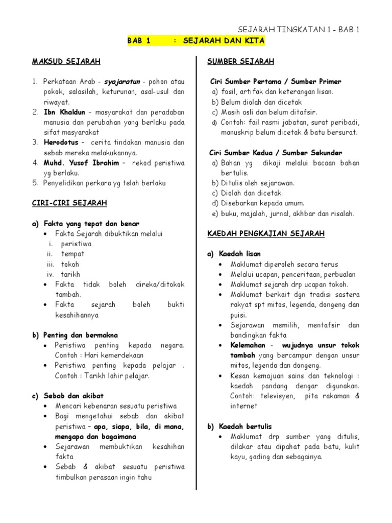 Sejarah Tingkatan 1 Bab 1 | PDF | Perjalanan | Sejarah