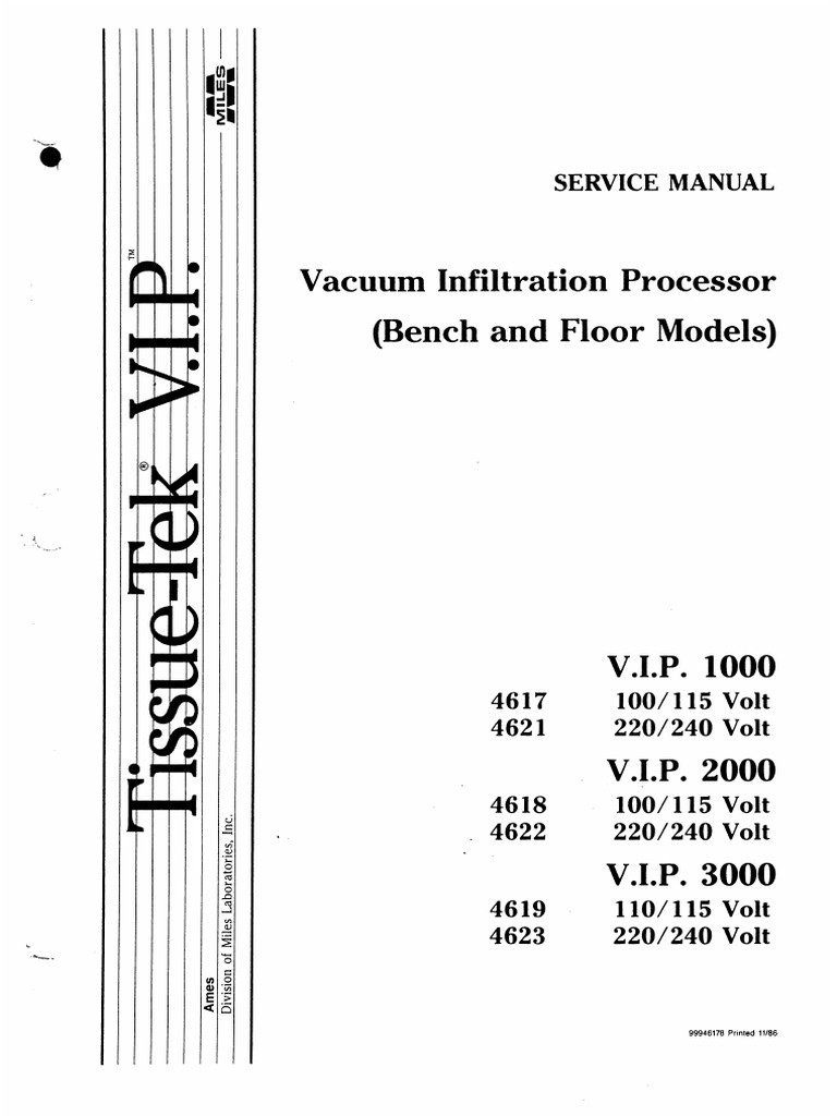 Miles Tissue-Tek VIP 1000,2000,3000 Vacuum Infiltration Processor ...