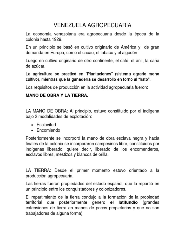 Venezuela Agropecuaria | PDF | Agricultura | Venezuela