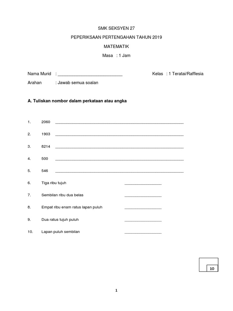 Latihan Matematik Pendidikan Khas | PDF