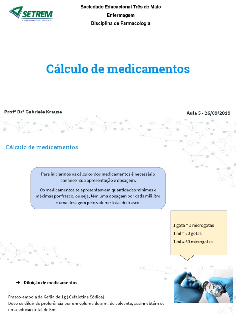 Cálculo de Medicamentos | PDF | Solução | Concentração