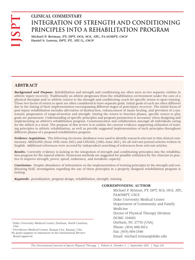 Ijspt 06 241 PDF | PDF | Strength Training | Physical Therapy