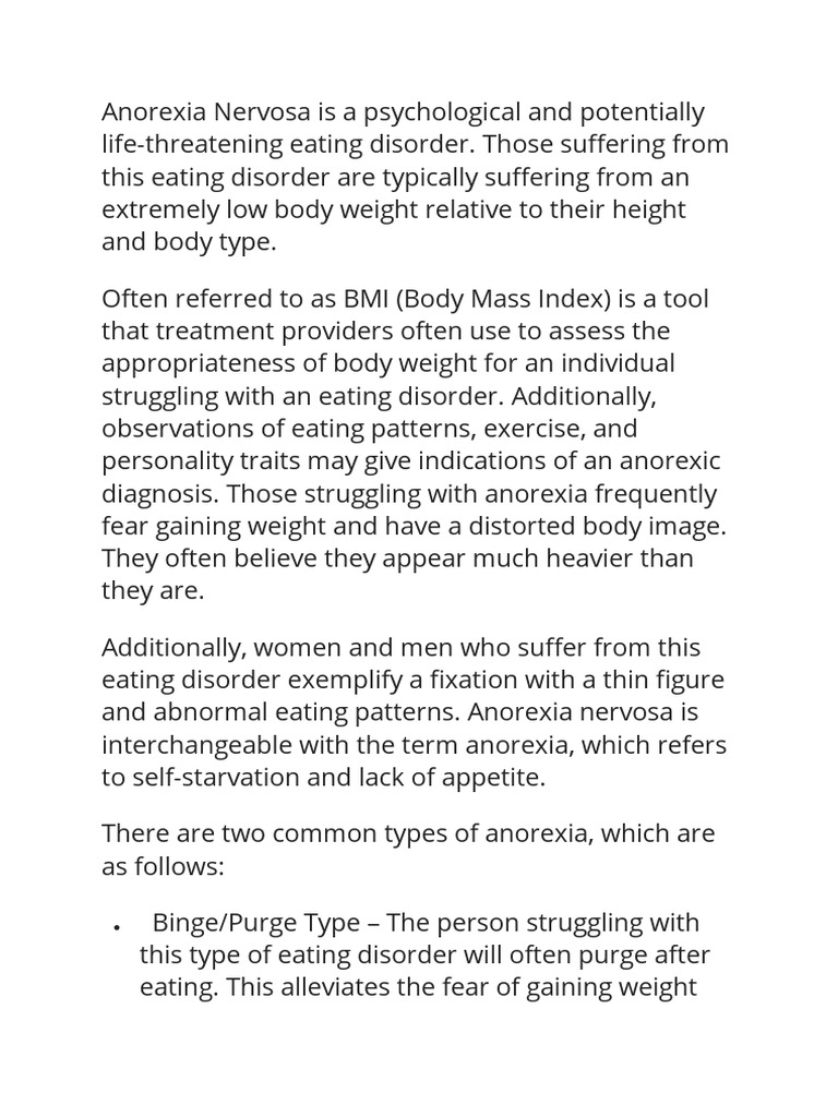 Anorexia | PDF | Anorexia Nervosa | Eating Disorder