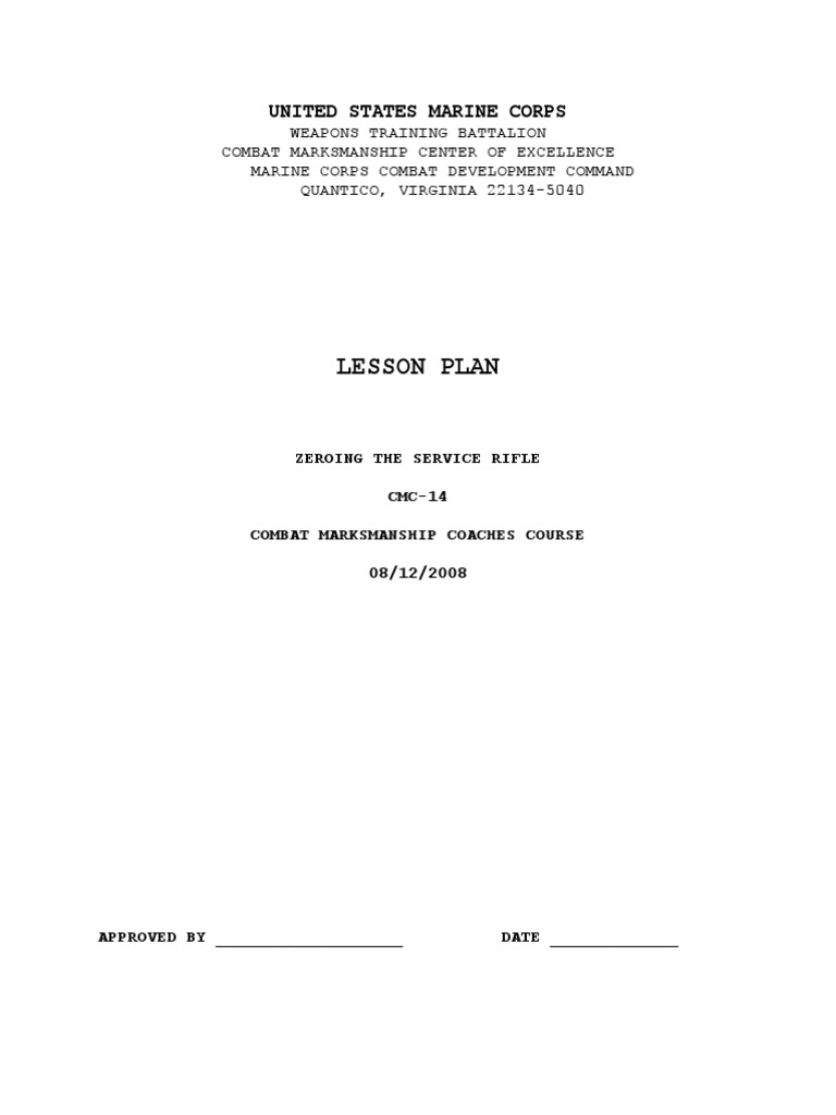Lesson Plan: United States Marine Corps | PDF | Rifle | Firearms