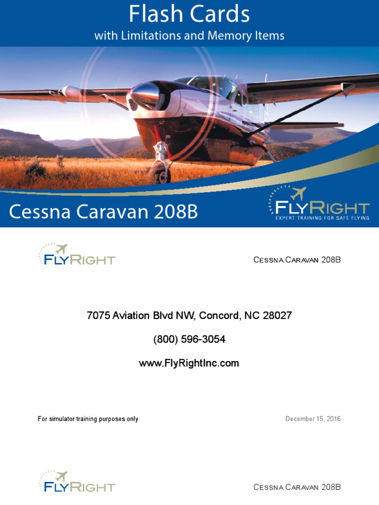 Flash Cards Cessna Caravan 208 | PDF | Takeoff | Vehicles