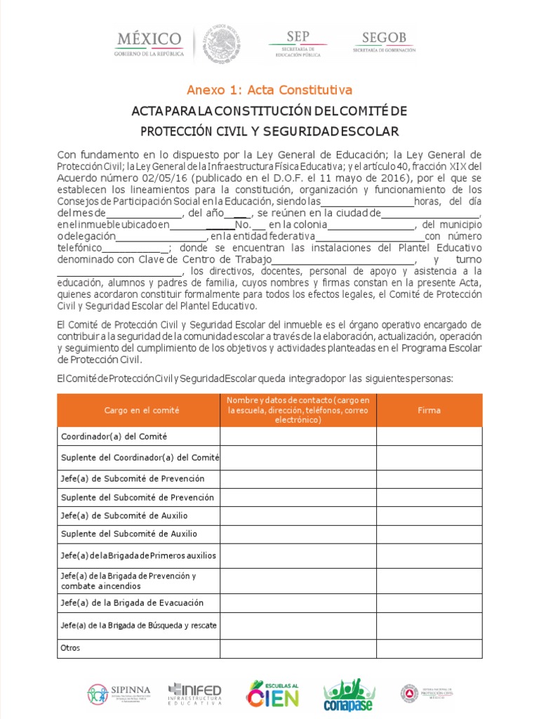 Acta Constitutiva Proteccion Civil | PDF | Gobierno | Educación avanzada