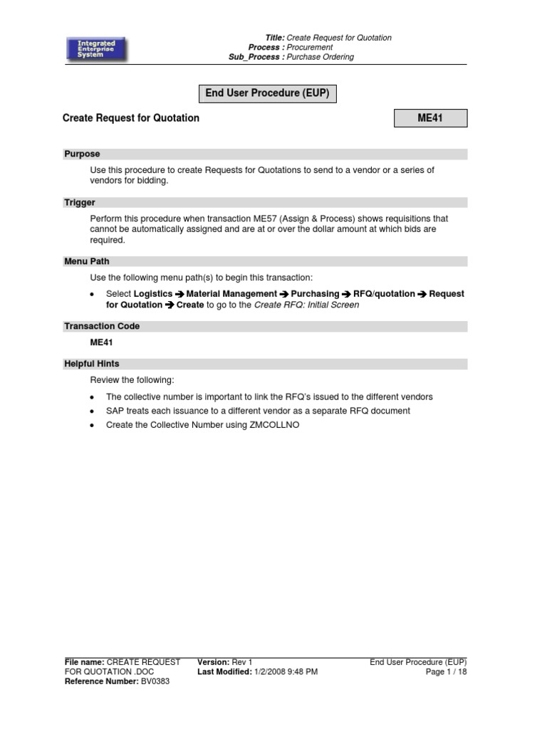 Create Request For Quotation | PDF | Icon (Computing) | Procurement