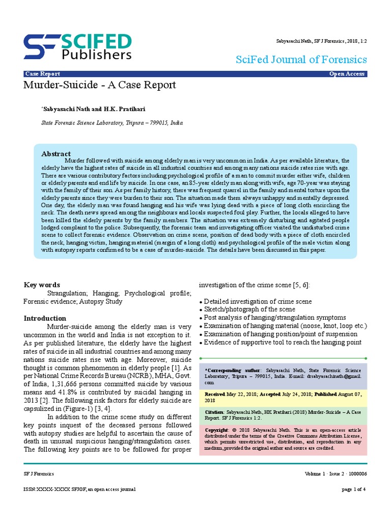 Murder Suicide A Case Report | PDF | Neck | Suicide