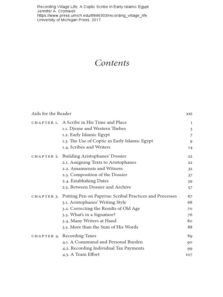 Cromwell - Recording Village Life - A Coptic Scribe in Early Islamic Egypt - 2017 - Content ...