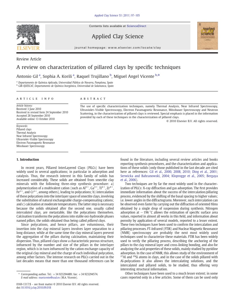 Applied Clay Science: Antonio Gil, Sophia A. Korili, Raquel Trujillano ...