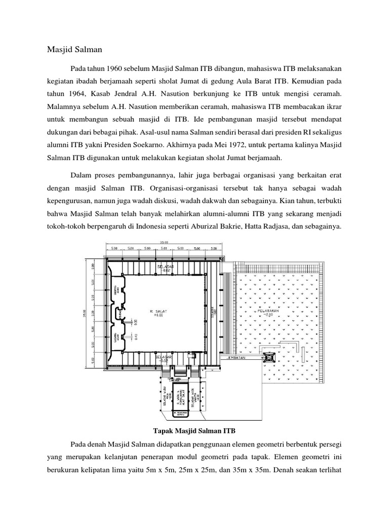 Denah dan Arsitektur Masjid Salman ITB | PDF