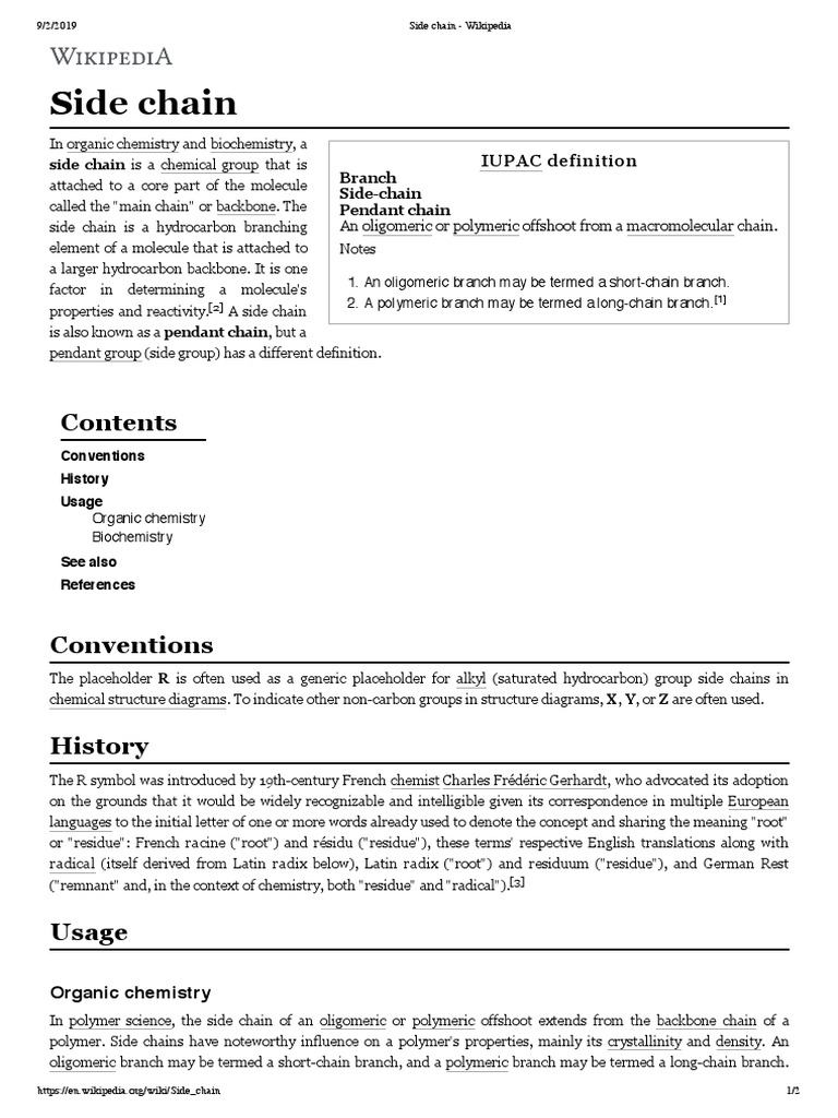 Side Chain: IUPAC Definition | PDF | Molecules | Physical Chemistry