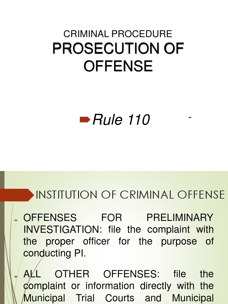 Criminal Procedure Rules 110-127 Overview | PDF | Prosecutor | Jurisdiction