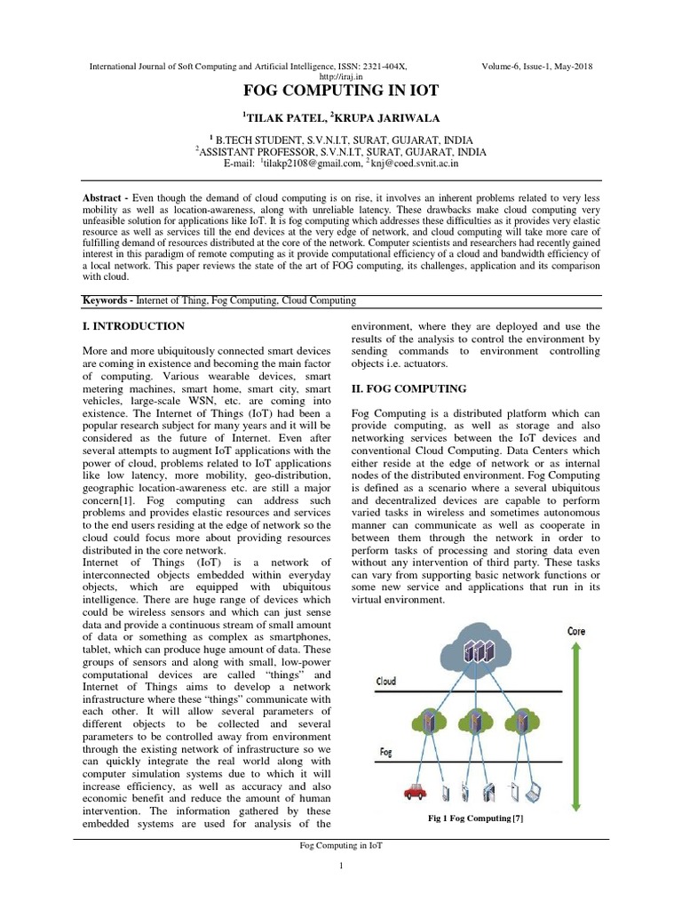 Fog Computing PDF | PDF | Internet Of Things | Cloud Computing