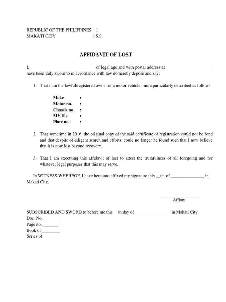 Affidavit of Lost | PDF