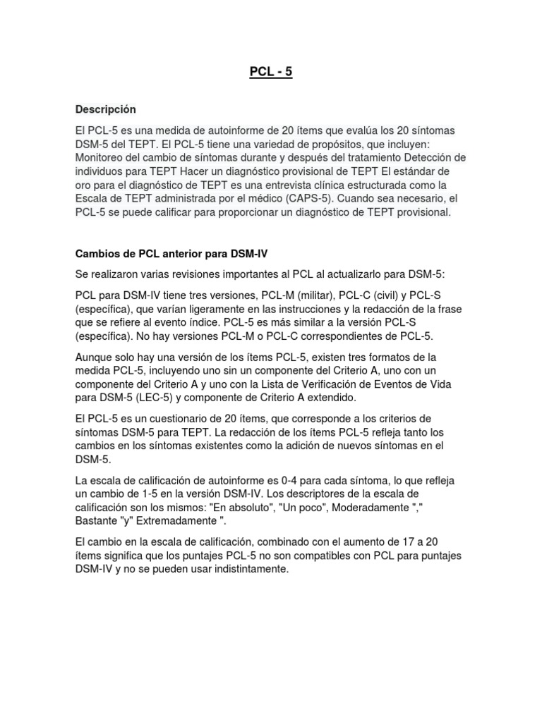 PCL | PDF | Manual Diagnóstico y Estadístico de los Trastornos Mentales ...