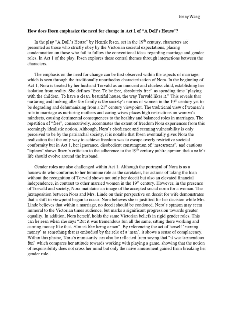 A Doll's House 2 Paragraphs | PDF | A Doll's House | Gender Role