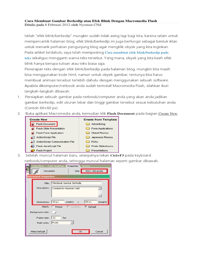 Cara Membuat Gambar Berkedip Atau Efek Blink Dengan Macromedia | PDF