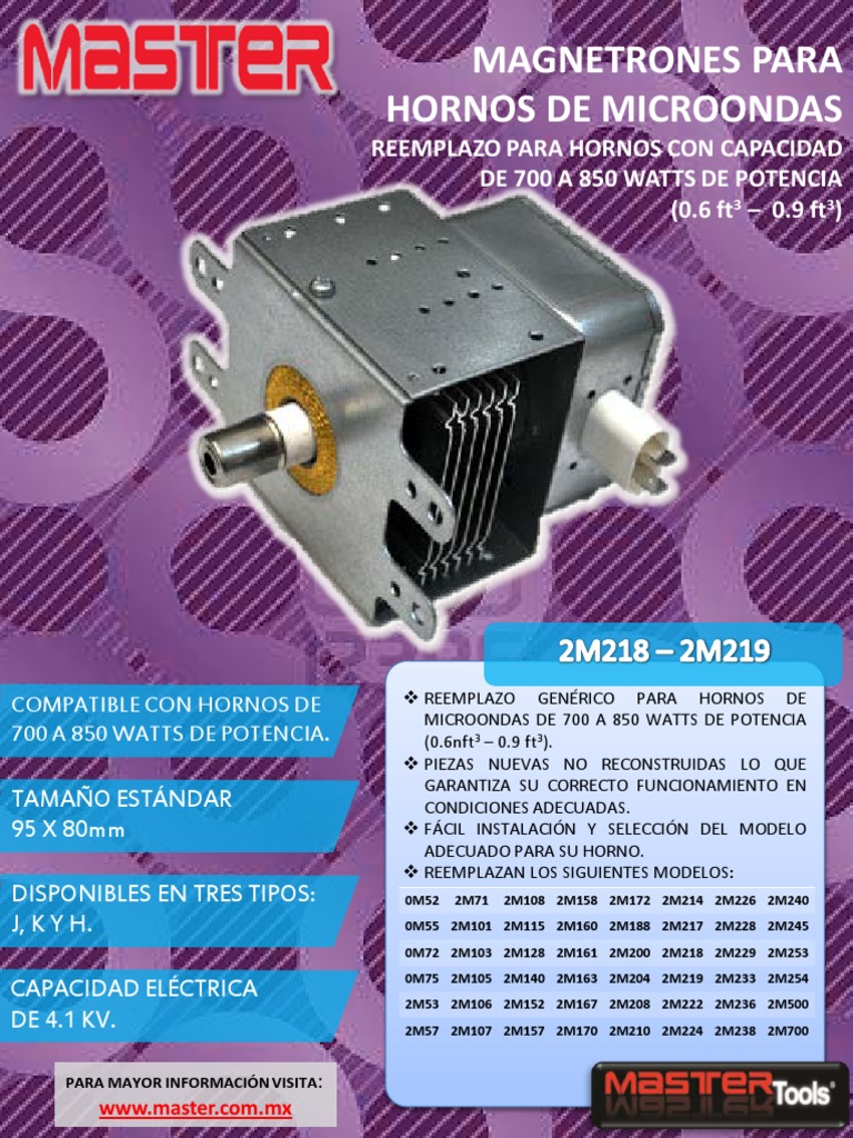 Magnetrones 700-850W 0.6-0.9ft3 | PDF | Bienes manufacturados | Electrónica
