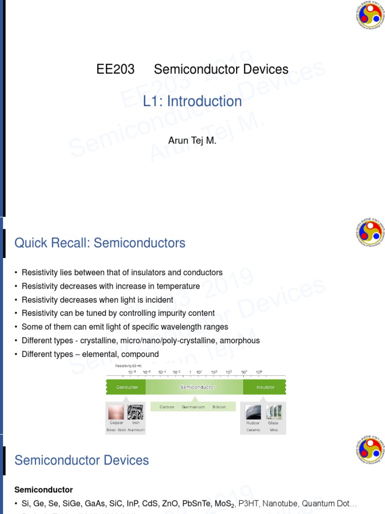 L1: Introduction: EE203 Semiconductor Devices | Download Free PDF ...
