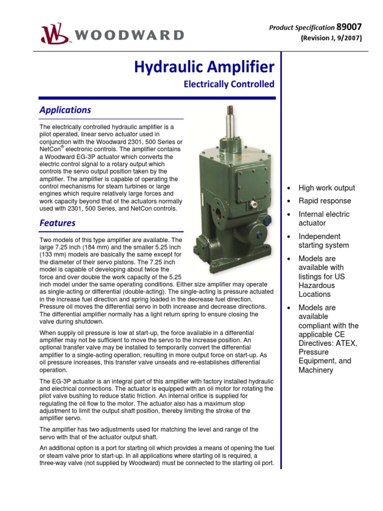 Hydraulic Amplifier | PDF | Actuator | Servomechanism