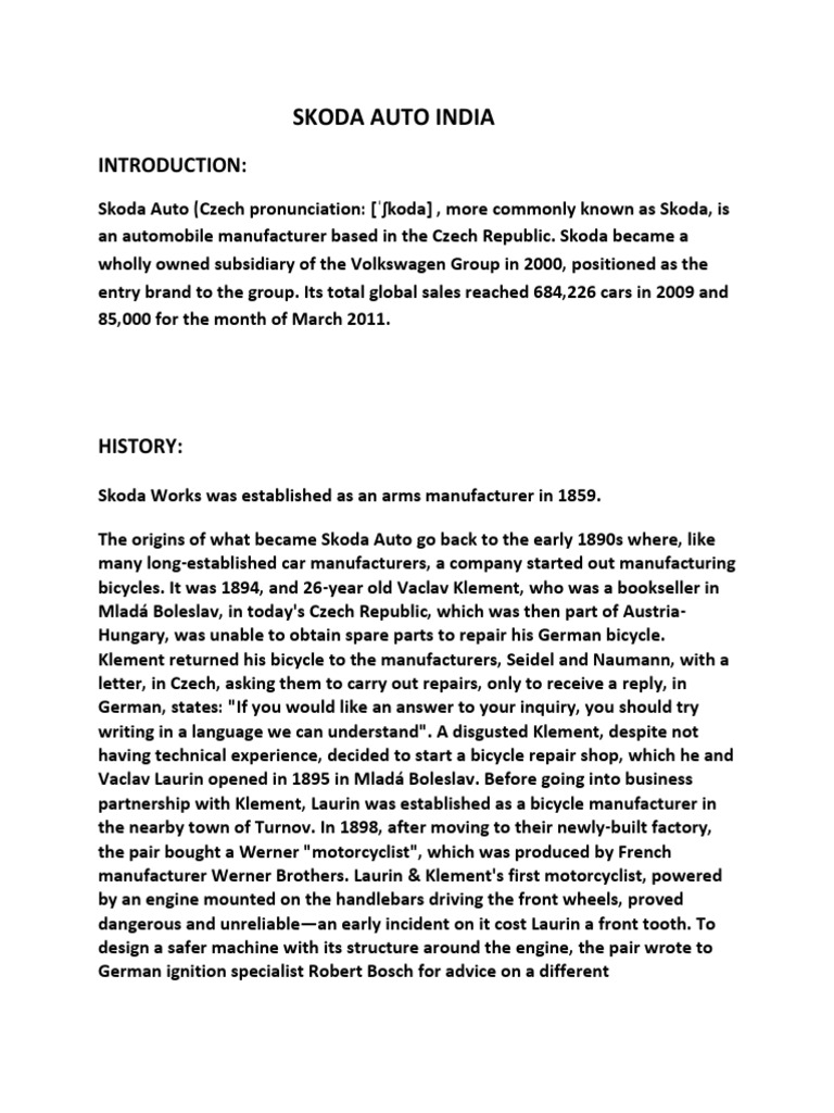 Skoda Auto India | PDF | Volkswagen Group | Strategic Management