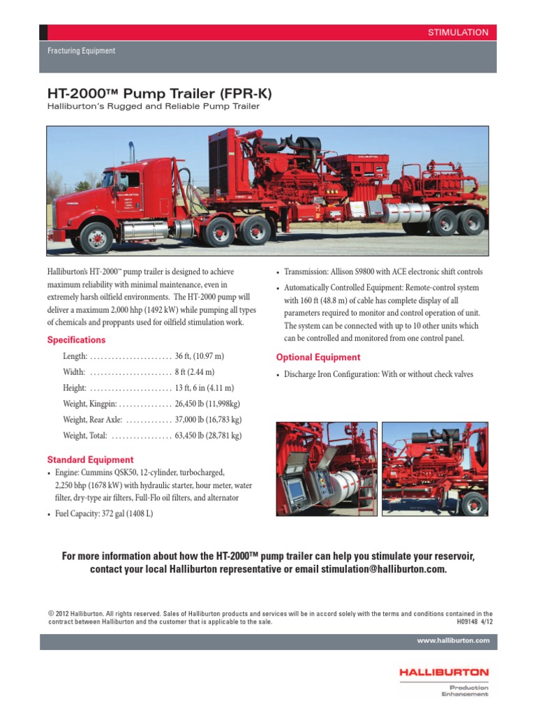 H09148 HT 2000 Pump Trailer SDS | PDF | Petroleum Reservoir | Pump