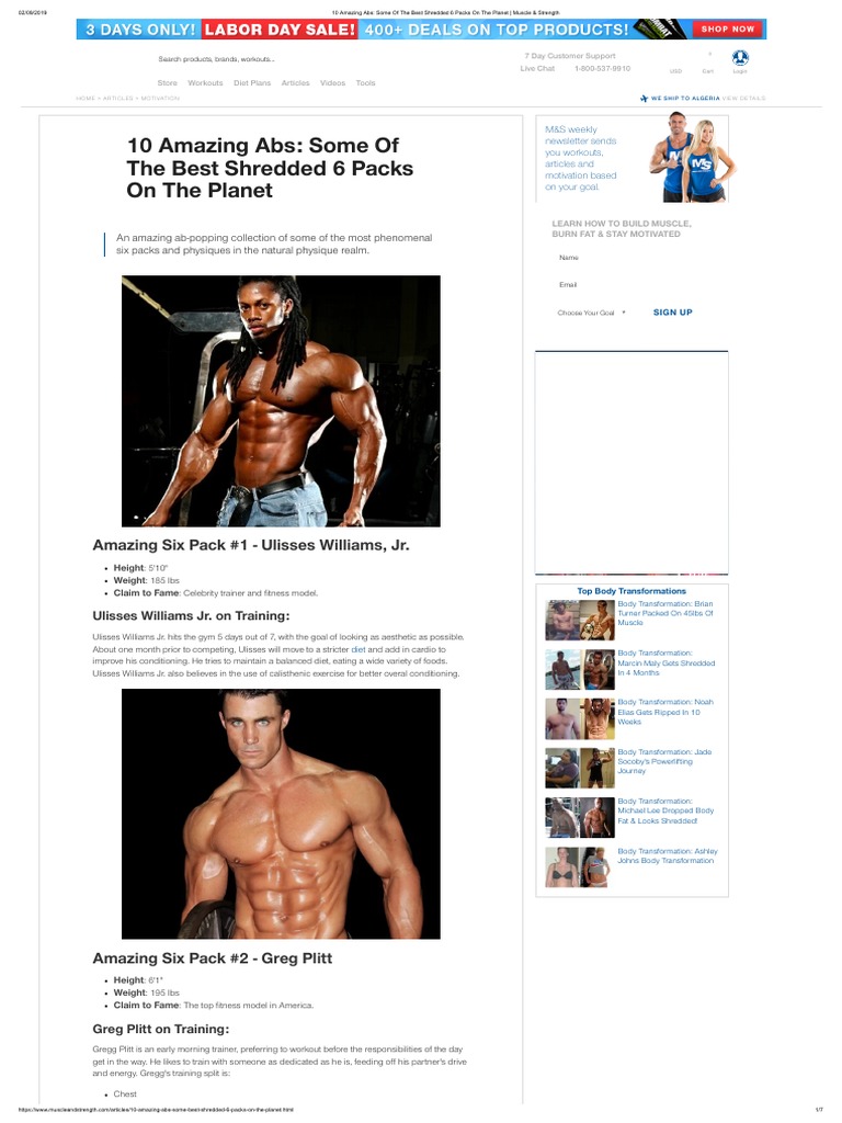 10 Amazing Abs Some Of The Best Shredded 6 Packs On The Planet