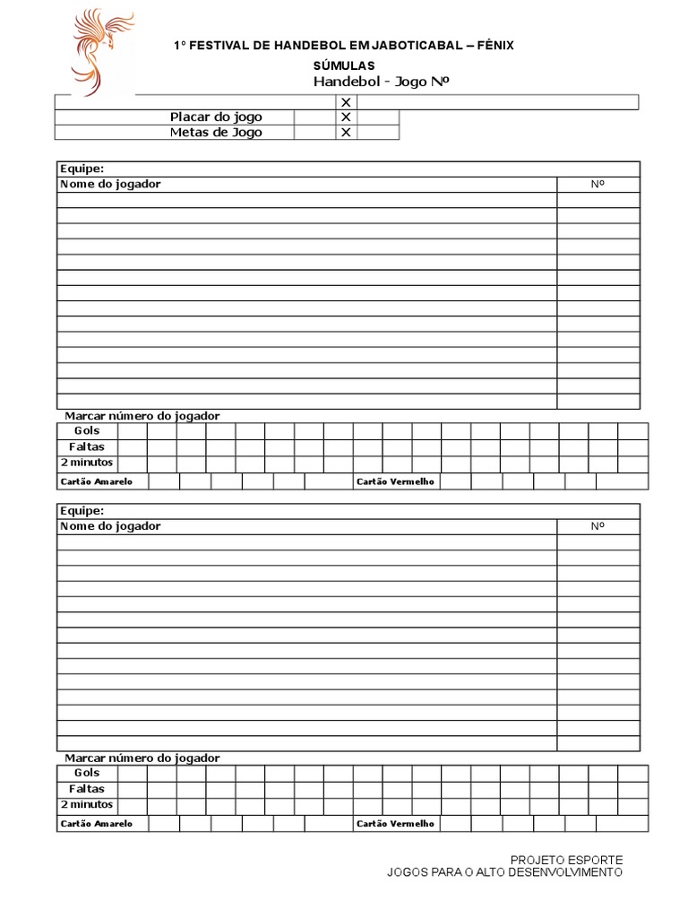 Súmula Handebol Simples Fenix | PDF